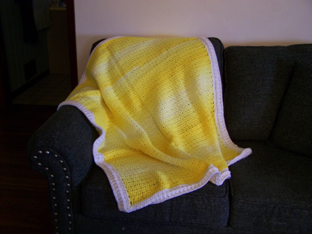 Handmade Crochet Throw | Crochet Afghan | Yellow Afghan | Throw Blanket ...