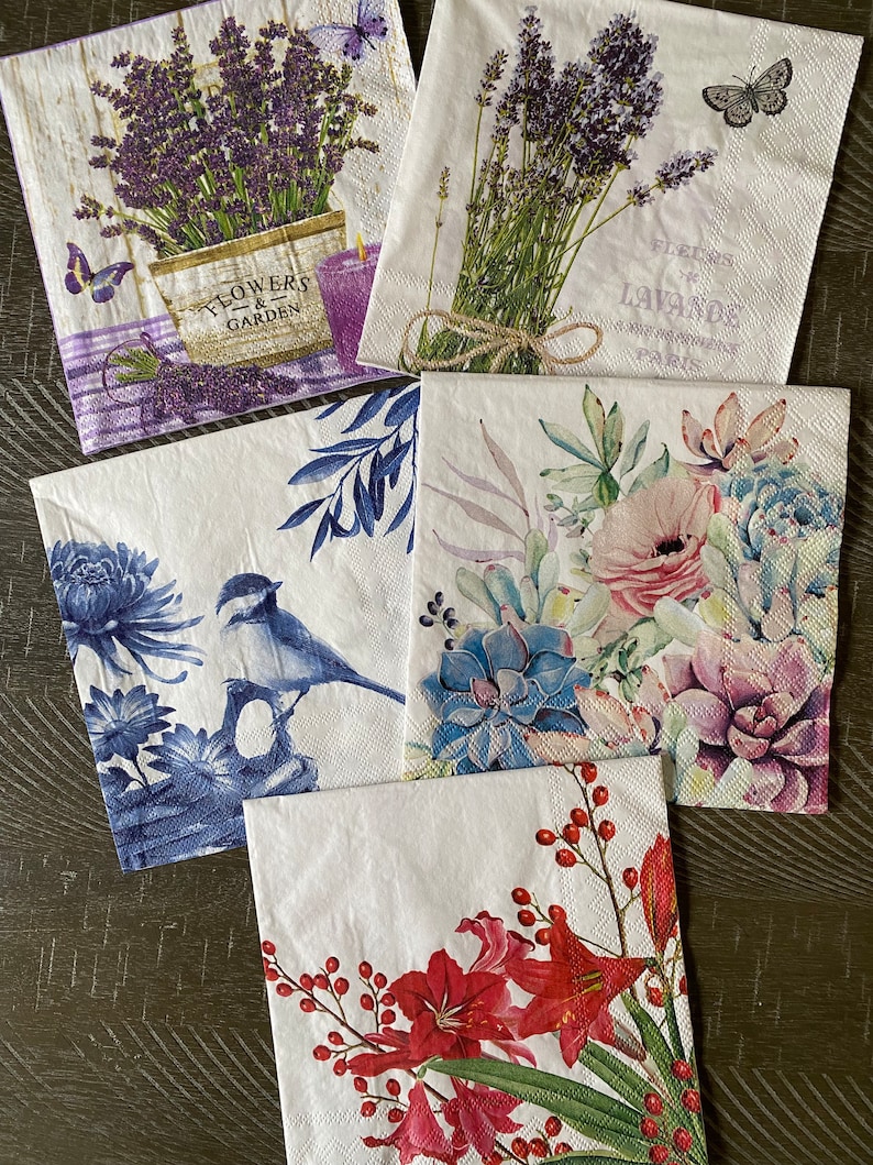 Decoupage Napkins, Spring Flowers, Birds, Paper Napkins, Craftsupplies ...
