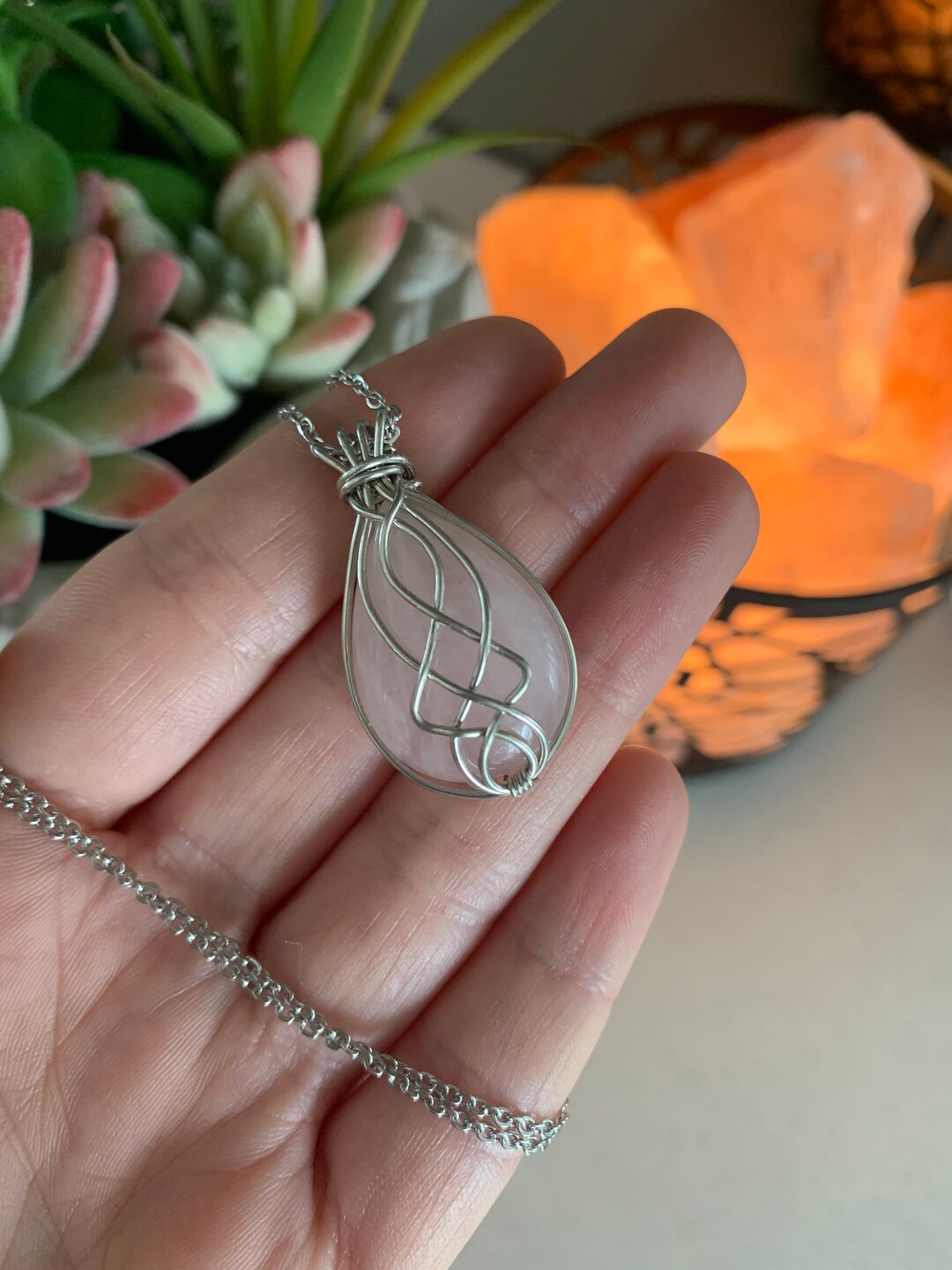Wire Wrapped Tear Drop Rose Quartz - Etsy