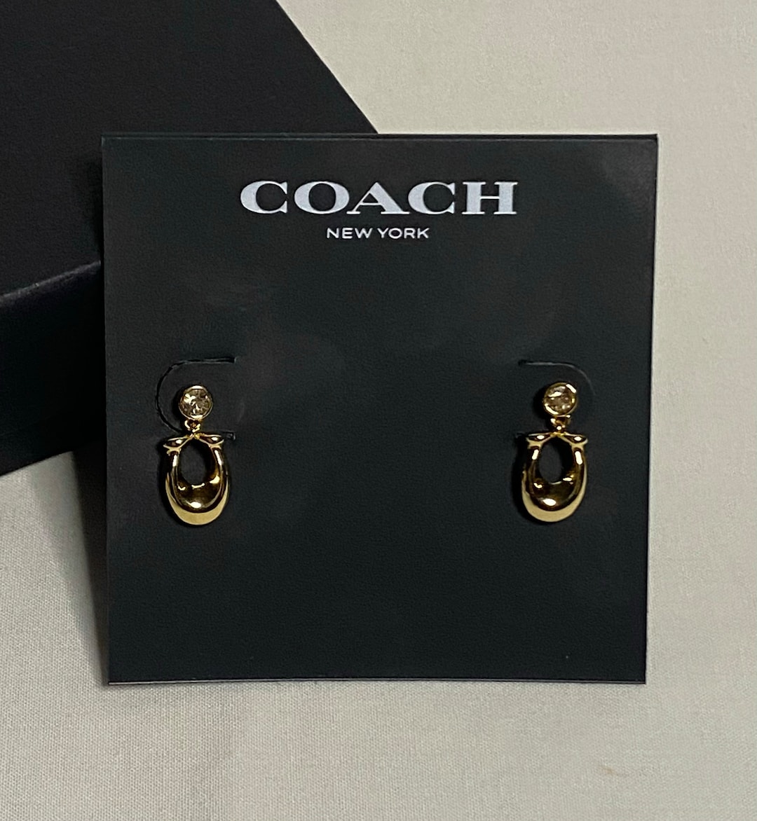 Coach Signature Crystal Earrings Gold - Etsy