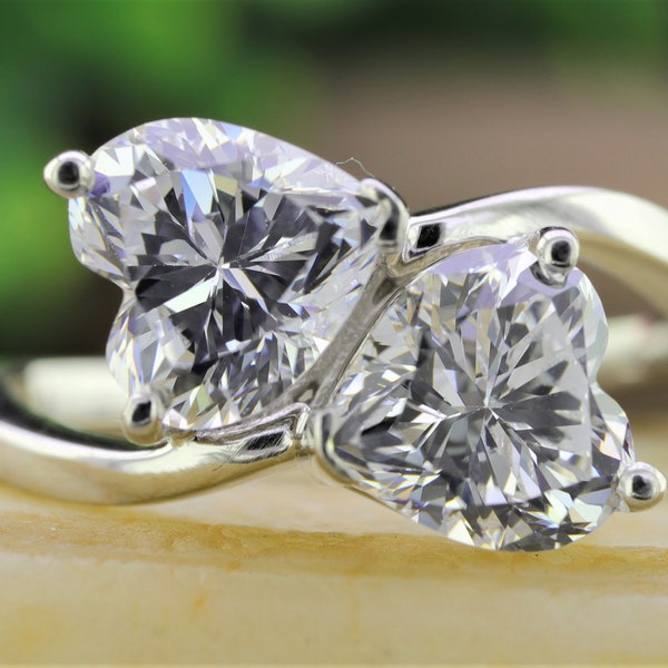 Two Stone Engagement Ring - Etsy