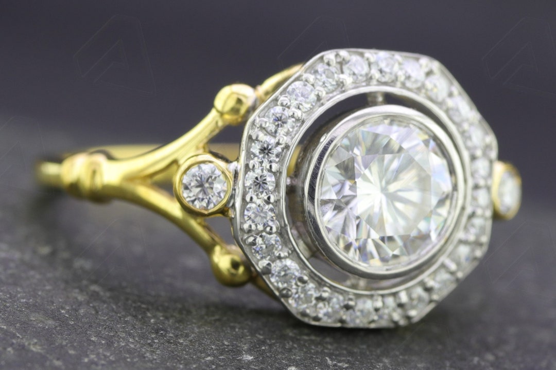 Antique 1.35ct Moissanite Vintage Art Deco Solitaire Ring,moissanite ...