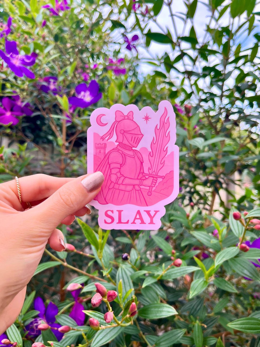 SLAY Sticker | Medieval Warrior Princess Vinyl Sticker | Hot Pink ...