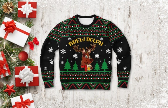 Brew Dolf Funny Reindeer Rudolph Beer Ugly Christmas Sweater - Etsy
