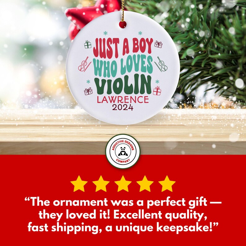 Personalized Violin Ornament, Just a Boy Who Loves Violin Ornament ...