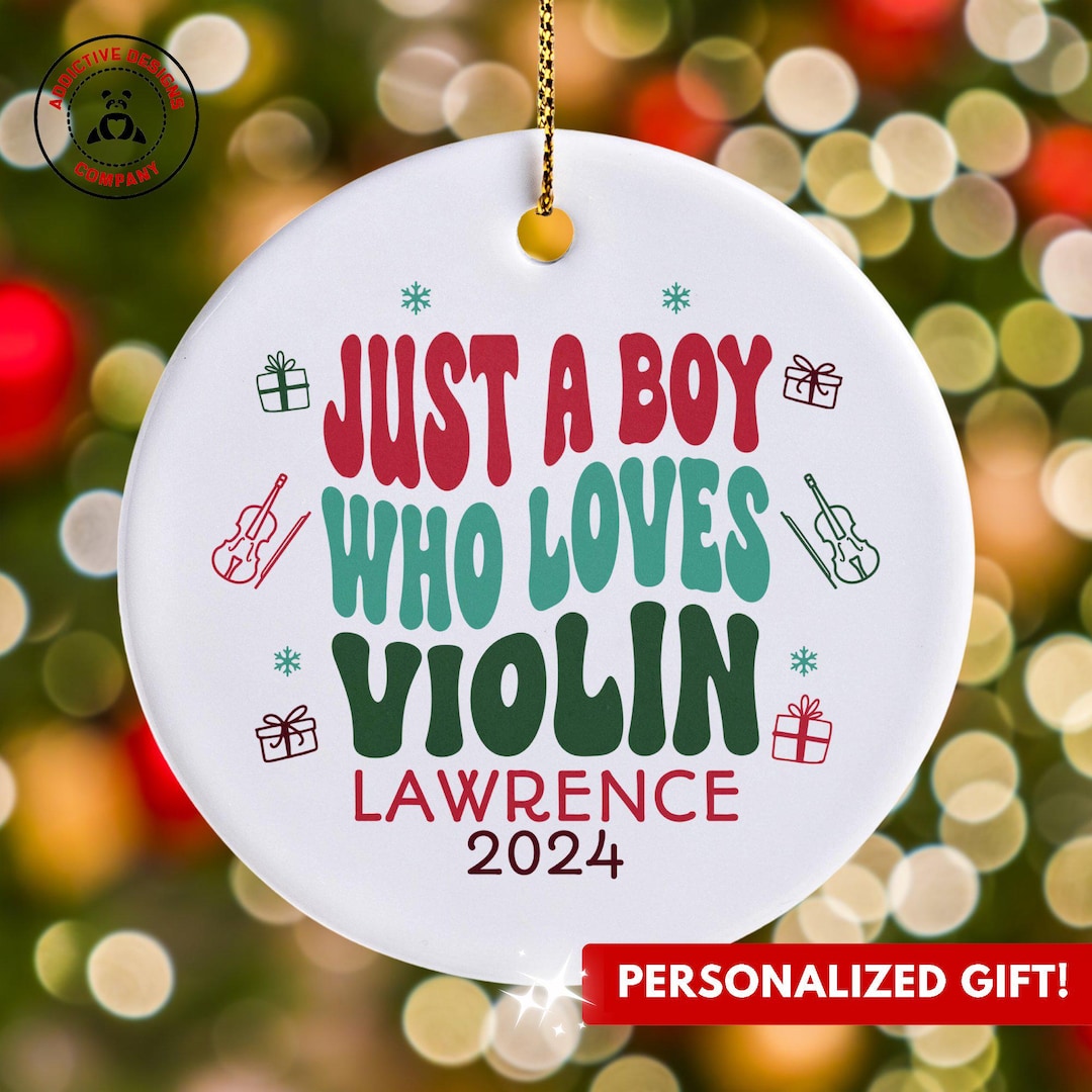 Personalized Violin Ornament, Just a Boy Who Loves Violin Ornament ...