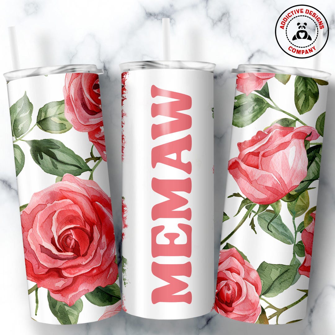 Memaw Tumbler, Skinny Tumbler Gift for Southern Grandmother, Floral ...
