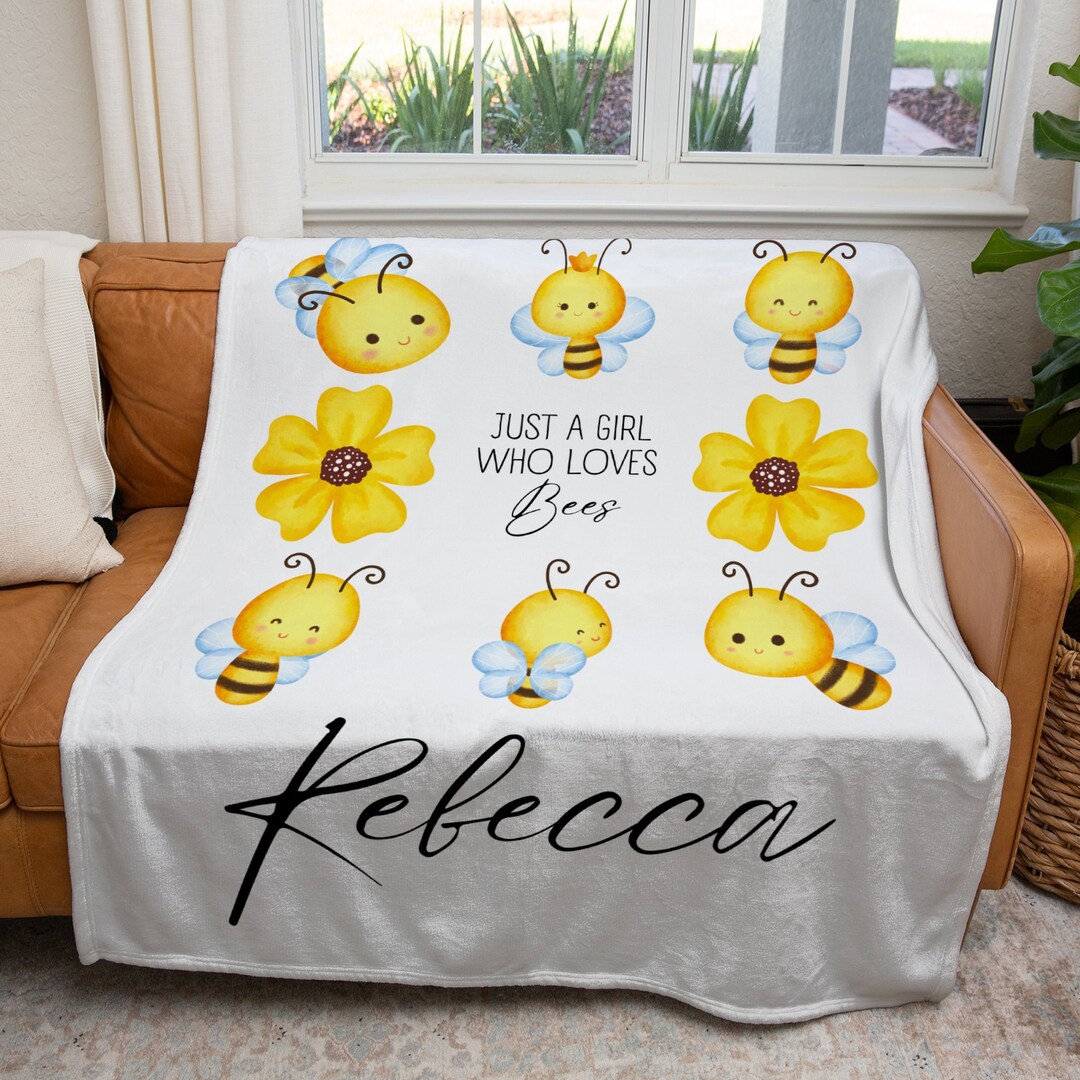 Personalized Bees Blanket, Custom Just a Girl Who Loves Bees Blanket ...