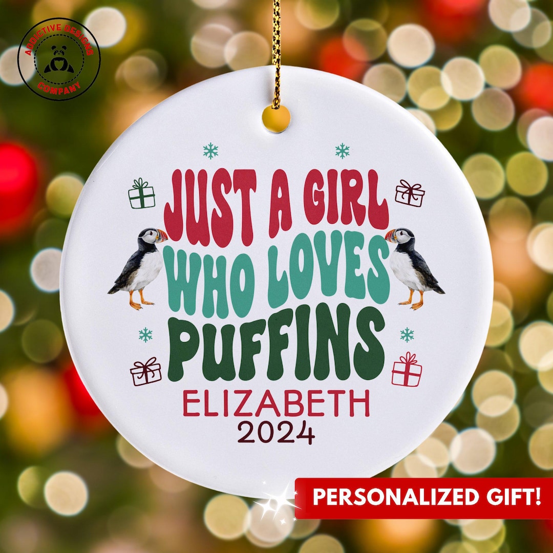 Personalized Puffins Ornament, Just a Girl Who Loves Puffins Ornament ...