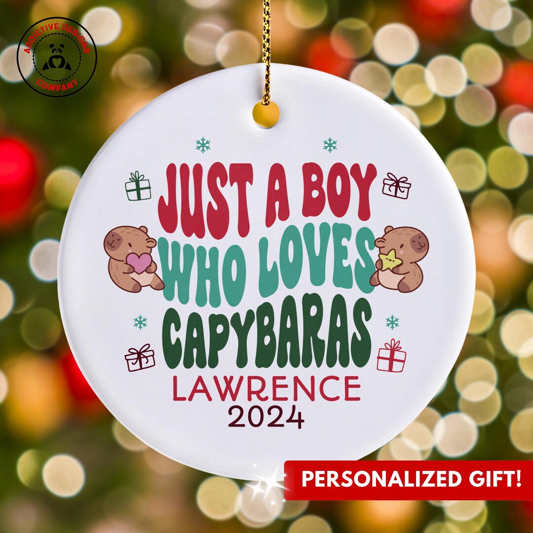 Personalized Capybaras Ornament, Just a Boy Who Loves Capybaras ...