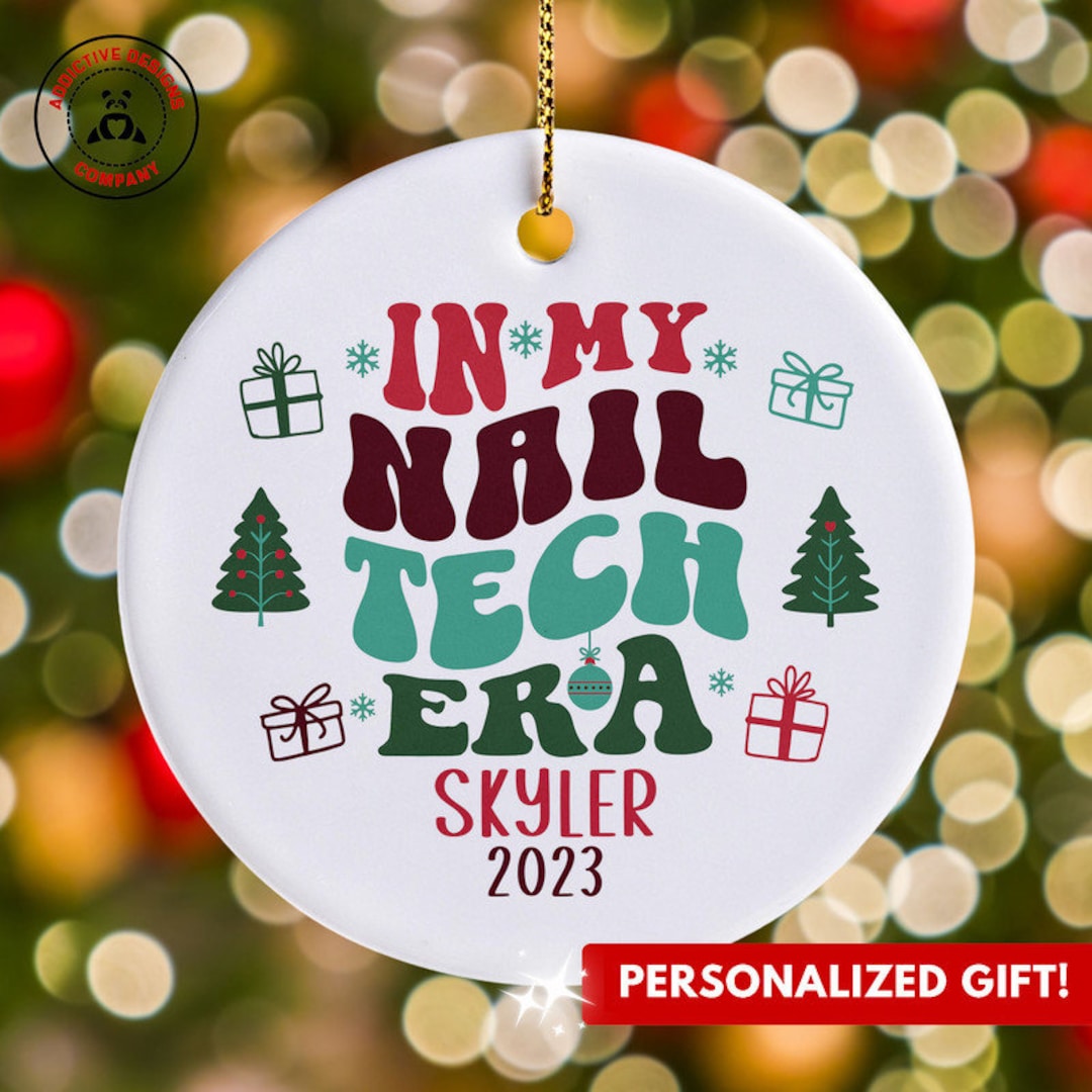 Personalized Nail Tech Ornament, Custom Gift for Nail Technician Era ...