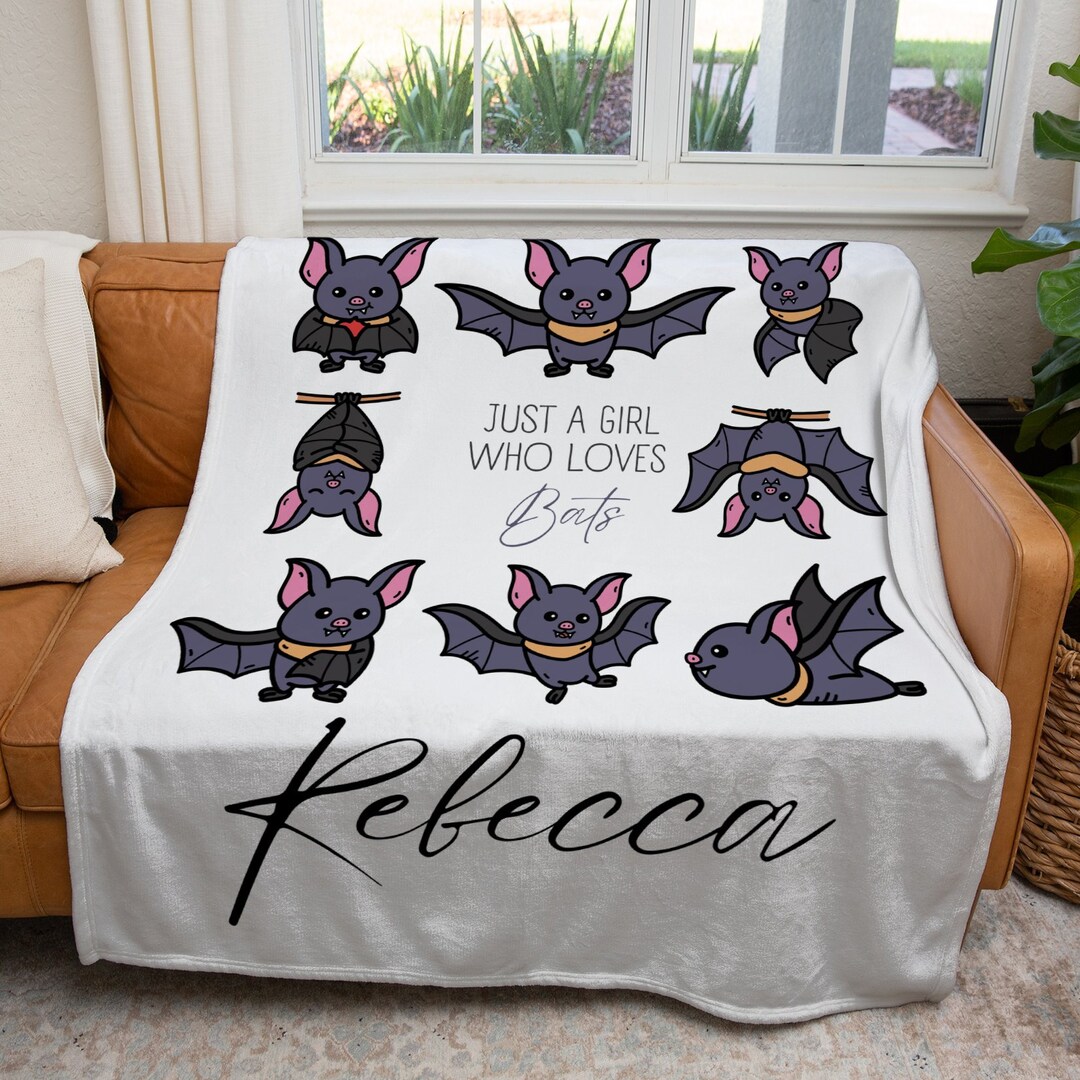 Personalized Bats Blanket, Custom Just a Girl Who Loves Bats Blanket ...
