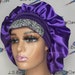 Satin Bling Bonnet With Soft Wide Fiber Band | Double Lined | Purple ...