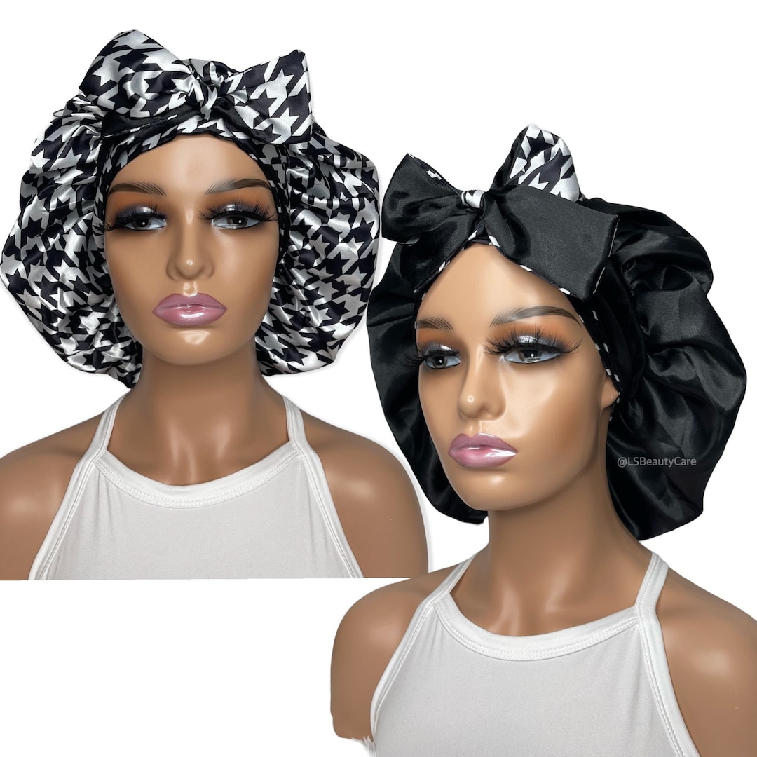 Reversible Satin Tie Bonnet Double Layer Adjustable Ties Head Wrap ...