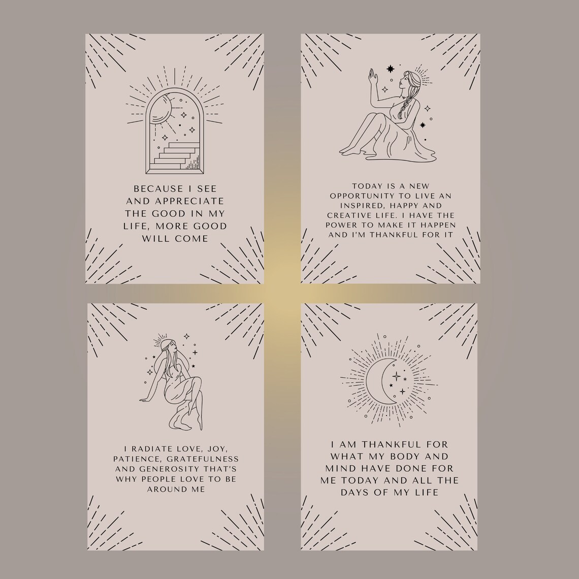 Gratitude Growth Affirmation Cards Digital Download, 20 Affirmations ...