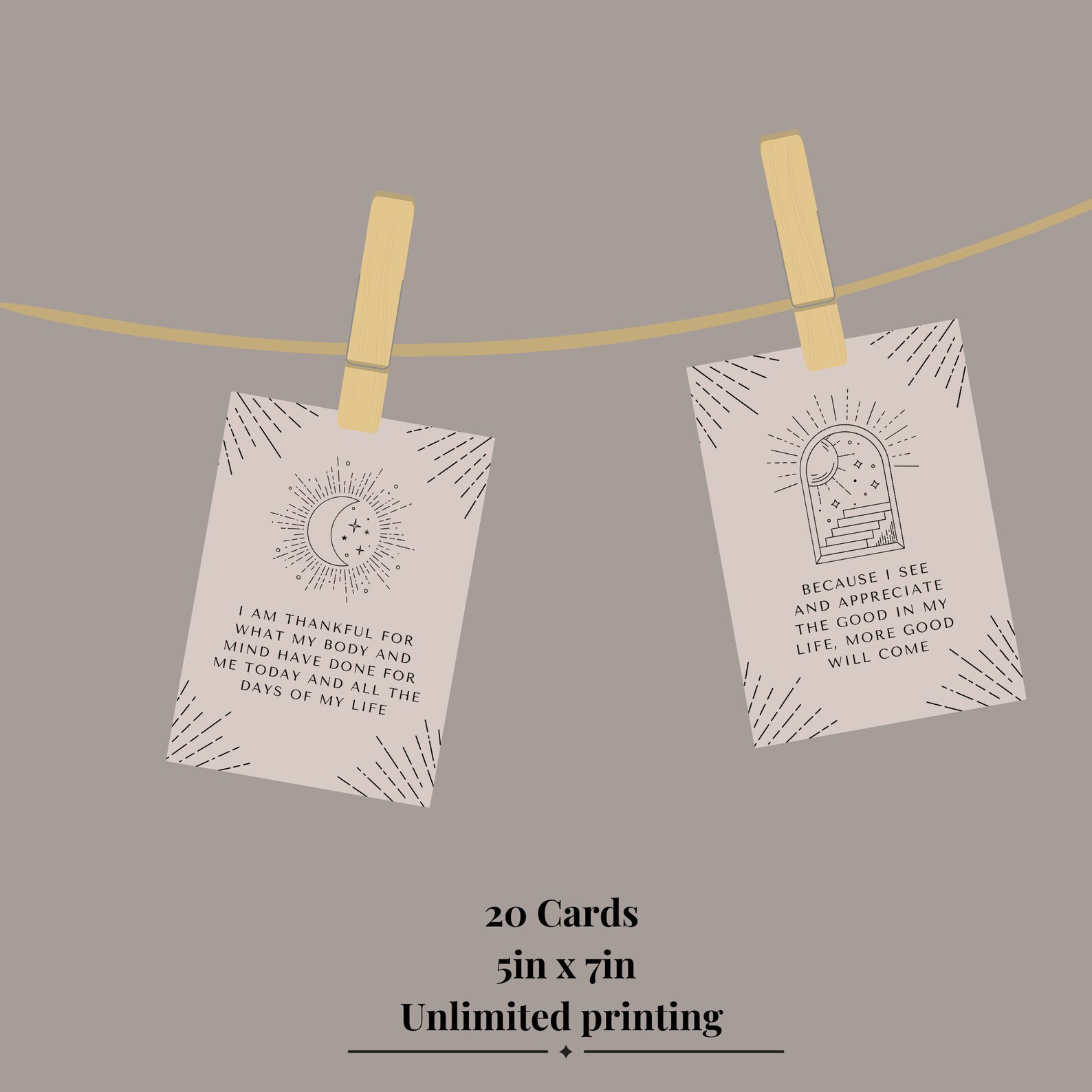 Gratitude Growth Affirmation Cards Digital Download, 20 Affirmations ...