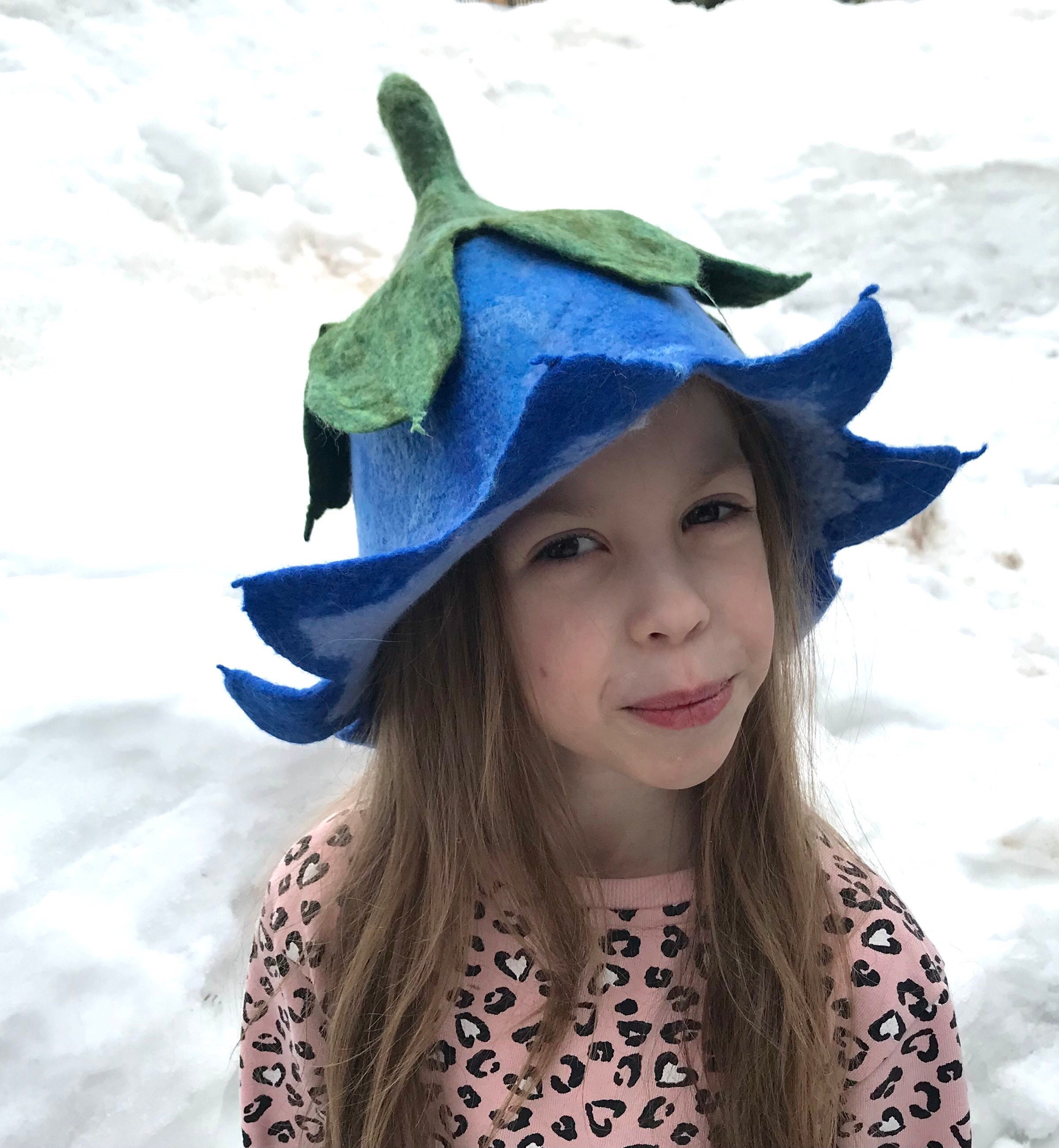 Bright blue beautiful flower fancy hat Pixie hat Fairy hat | Etsy