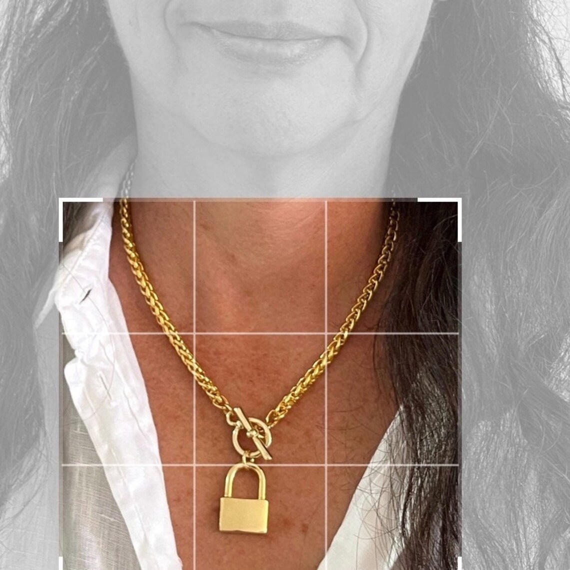 Gold Lock Necklace, Toggle Necklace With Gold Lock , Toggle Necklace ...