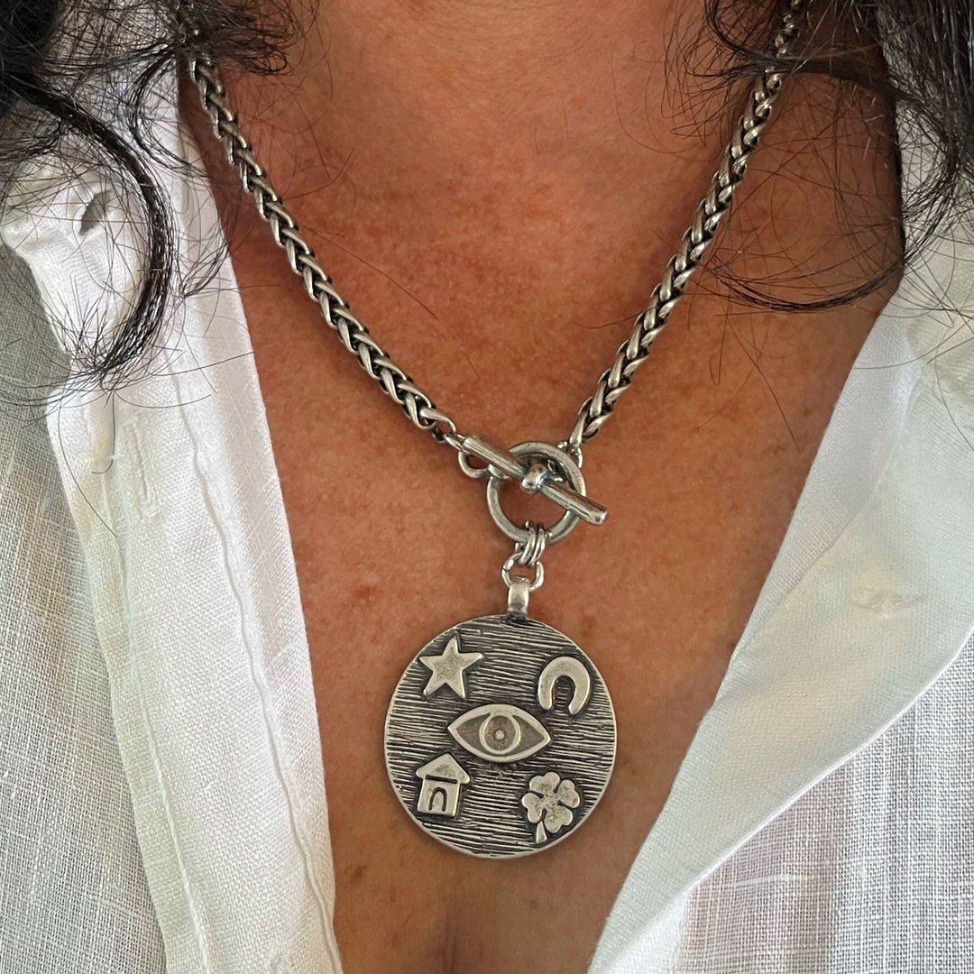 Protection Necklace With Large Evil Eye Pendant, Protection Necklace ...