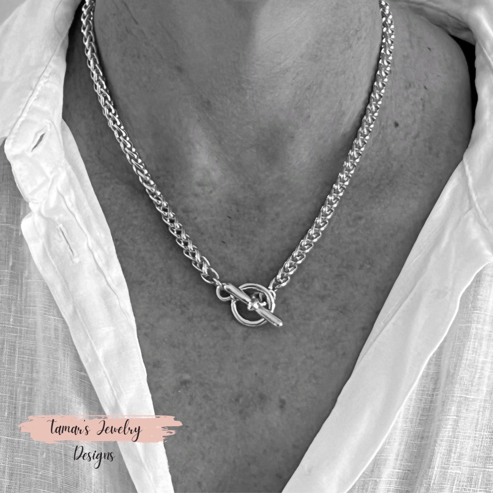 Gold Necklace With Toggle Clasp, Gold Chain Necklace, Toggle Necklace ...