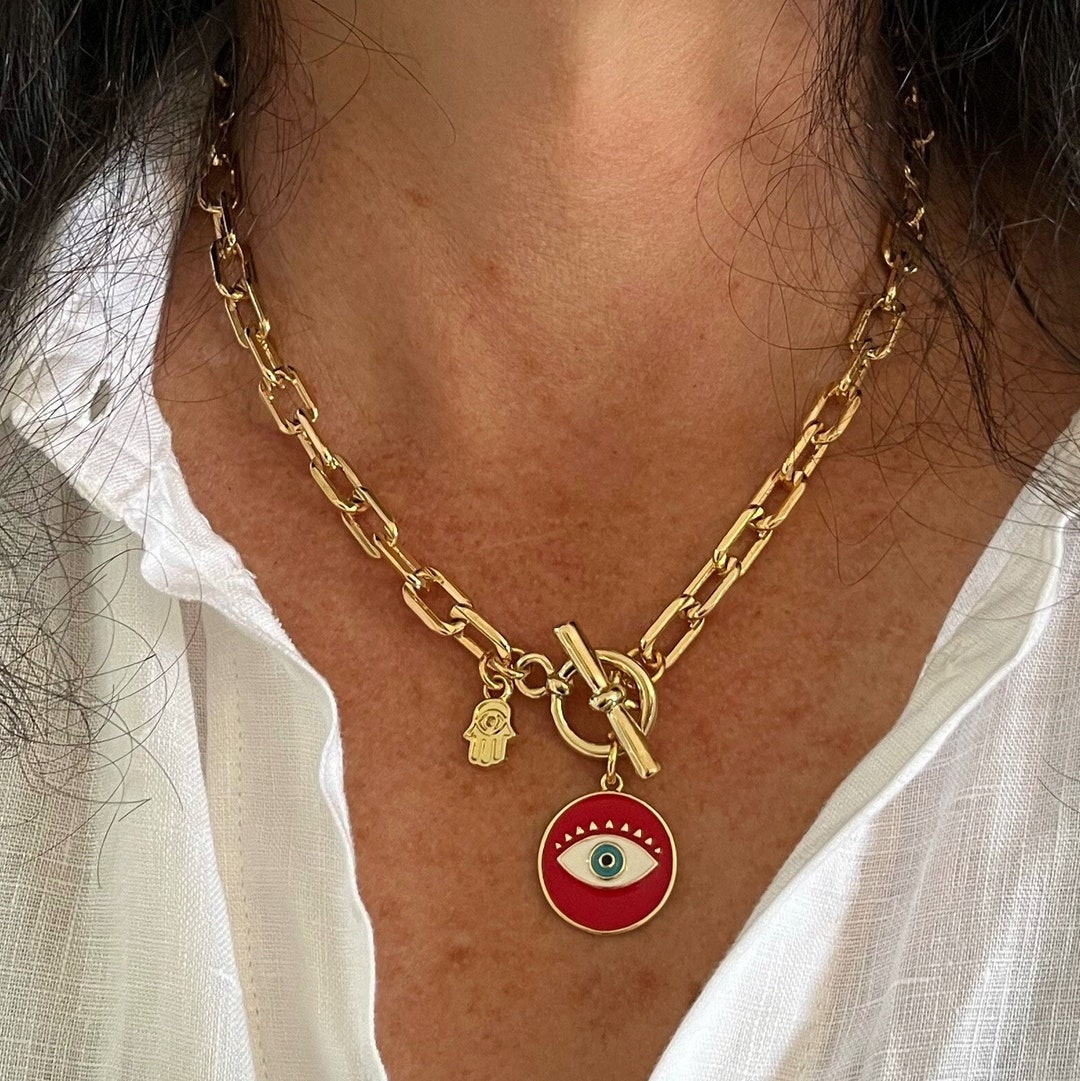 Gold and Red Necklace, Red Necklace for Women, Gold Necklace With Red ...