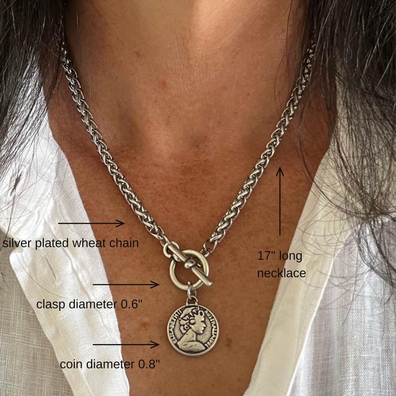 Silver Necklace With Toggle Clasp, Toggle Necklace, Silver Chain ...