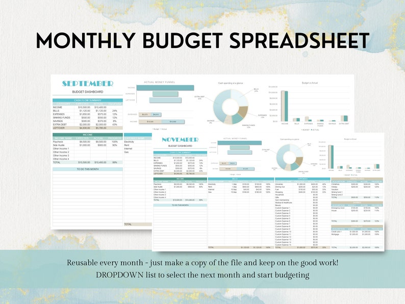 Monthly Budget Spreadsheet Excel Budget Dashboard Excel Spreadsheet ...