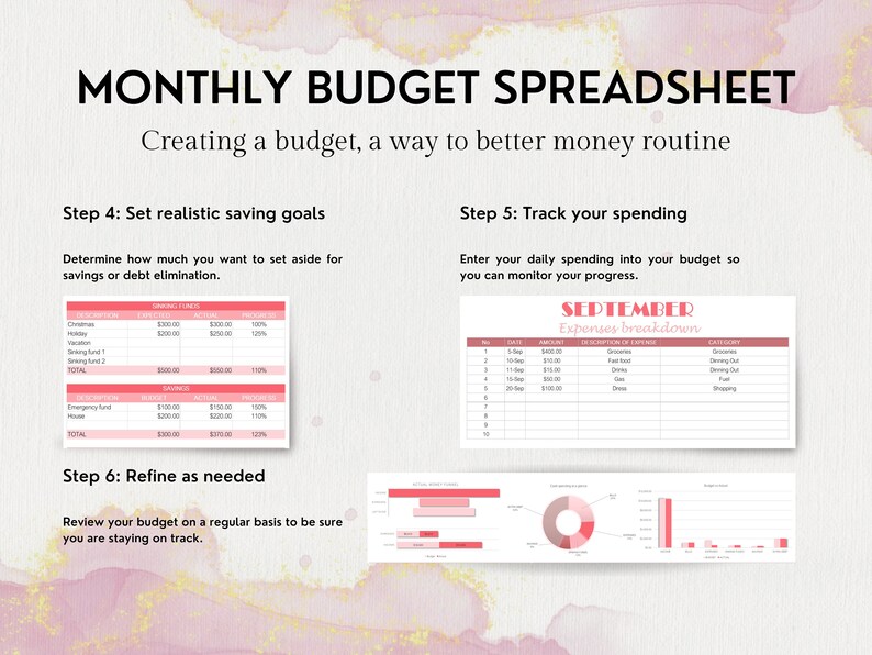 Monthly Excel Budget Spreadsheet Planner Template | Finance Tracker ...