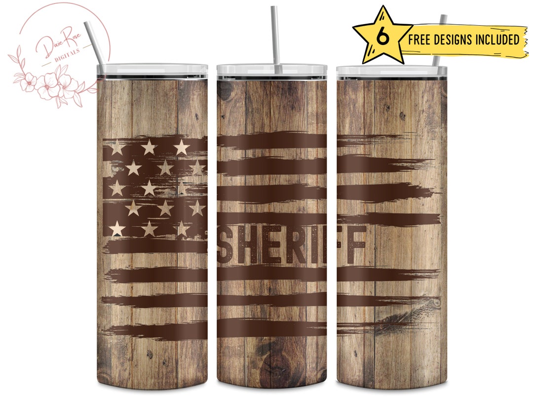 Sheriff Law Enforcement 20 Oz Skinny Sublimation Tumbler Wrap Digital ...