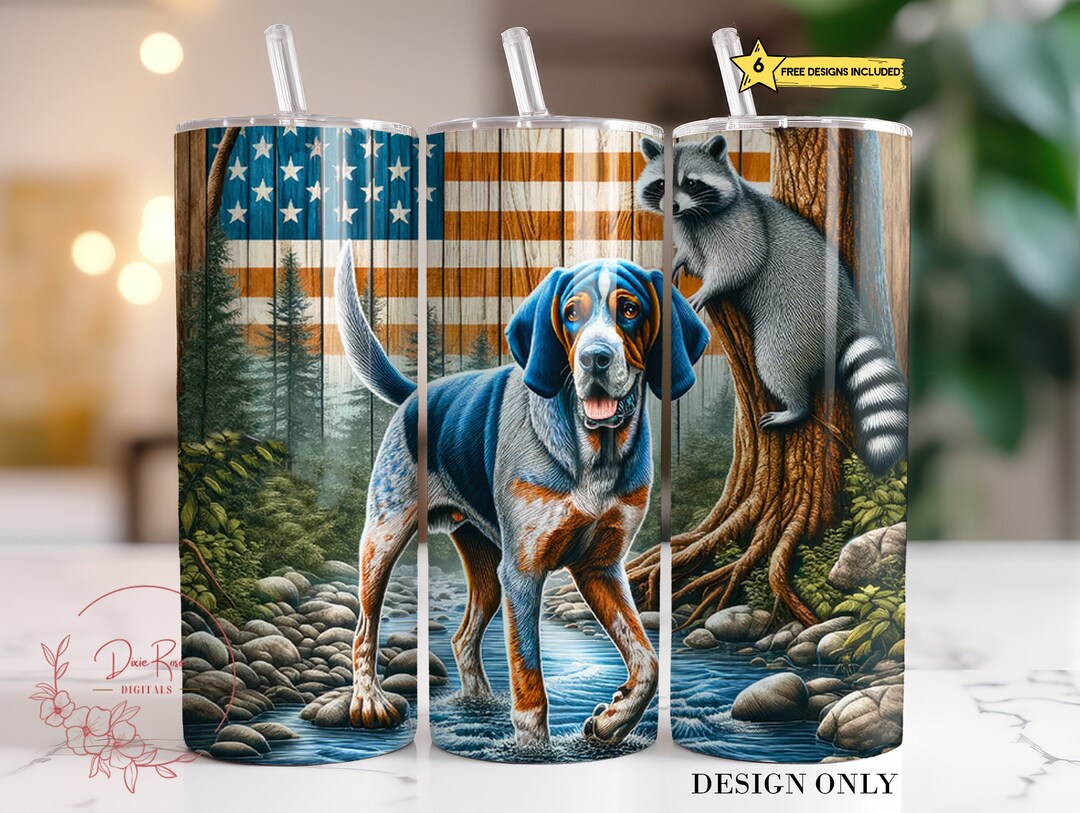 Bluetick Hound Tumbler Wrap, Coon Hunting 20 Oz Skinny Sublimation ...