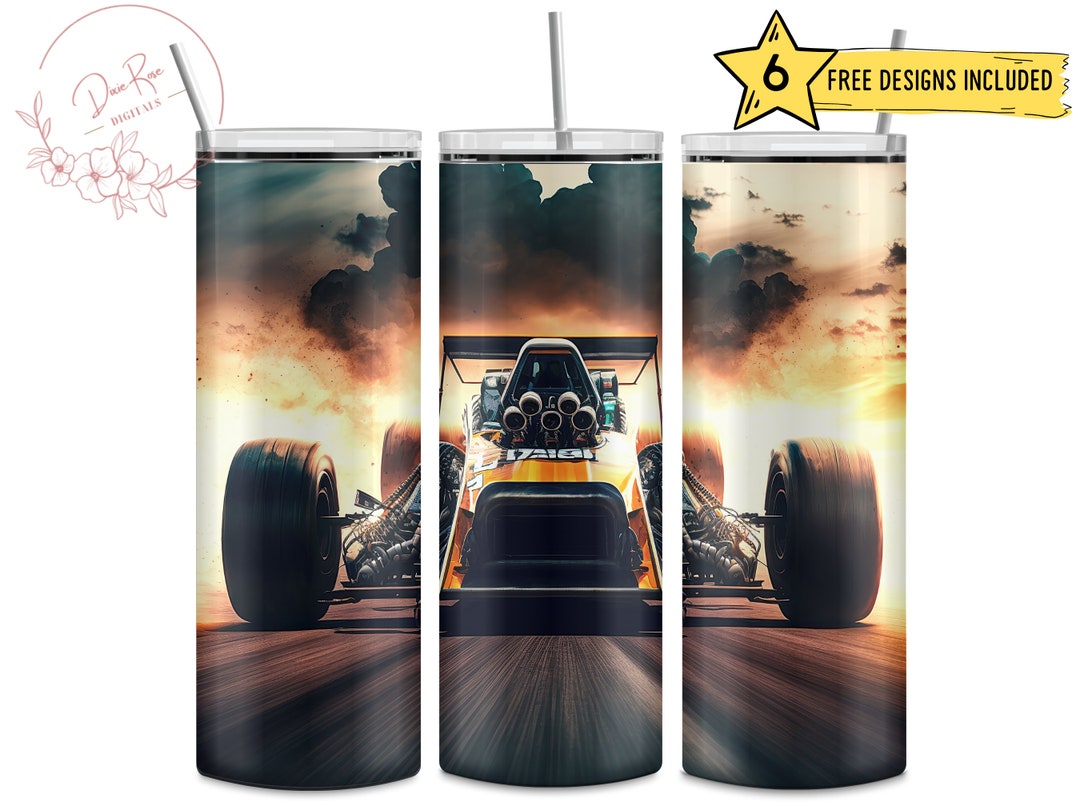 Drag Racing Car, Track, Vehicle 20 Oz Skinny Sublimation Tumbler Wrap ...