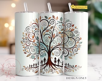 Family Tree Tumbler Wrap, Ancestry, Genealogy, Sublimation Design, 20 ...