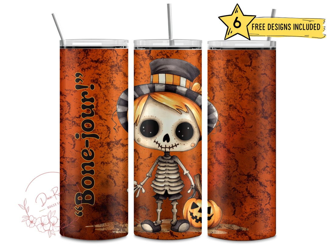 Cute Halloween Skeleton, Bone Jour, Happy Bones, 20 Oz Skinny ...