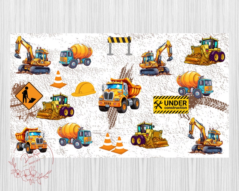 Kids Construction Trucks 12 Oz Tumbler Wrap (digital Download) - Etsy