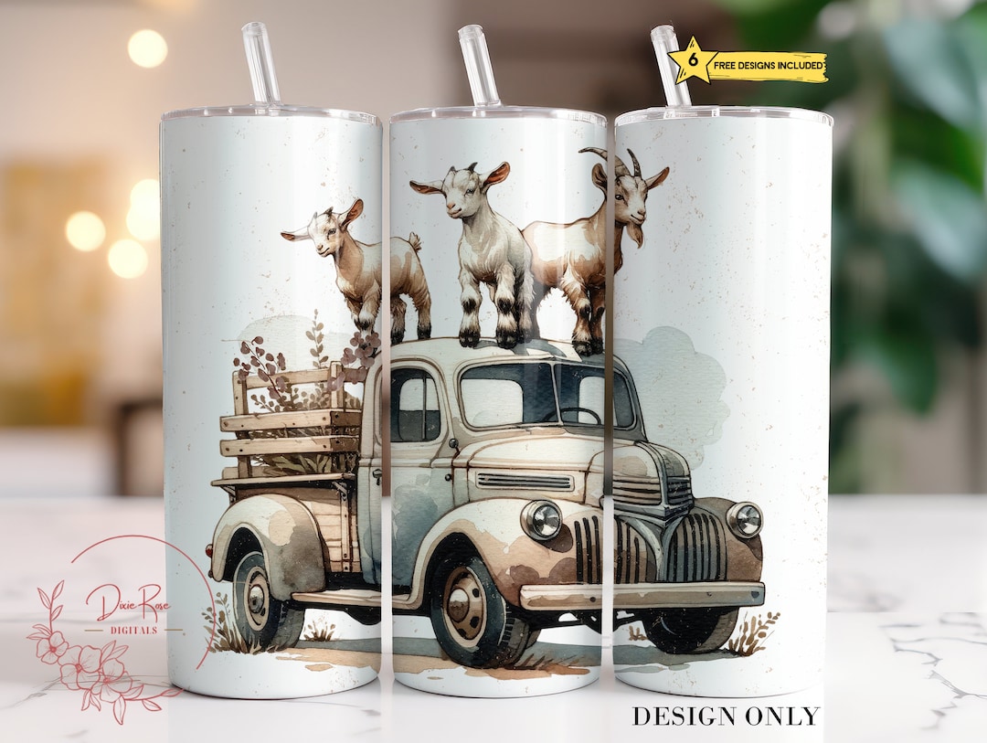 Cute Goats Tumbler Wrap, Personalize 20 Oz Skinny Sublimation Tumbler ...
