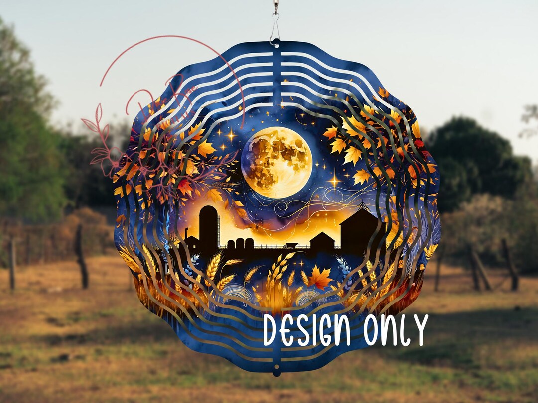 Country Farm Wind Spinner PNG: Harvest Moon Sublimation Design (digital ...