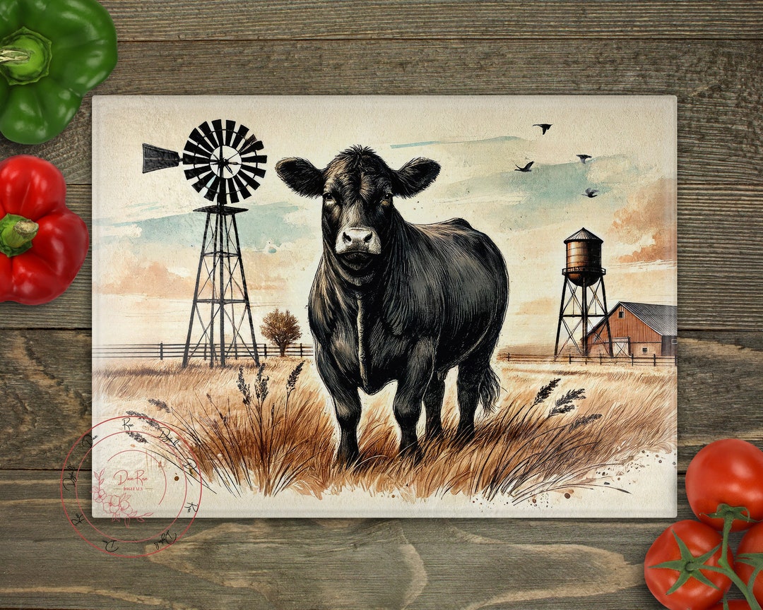 Cow Kitchen Cutting Board Design Download, Farm Cutting Board PNG ...
