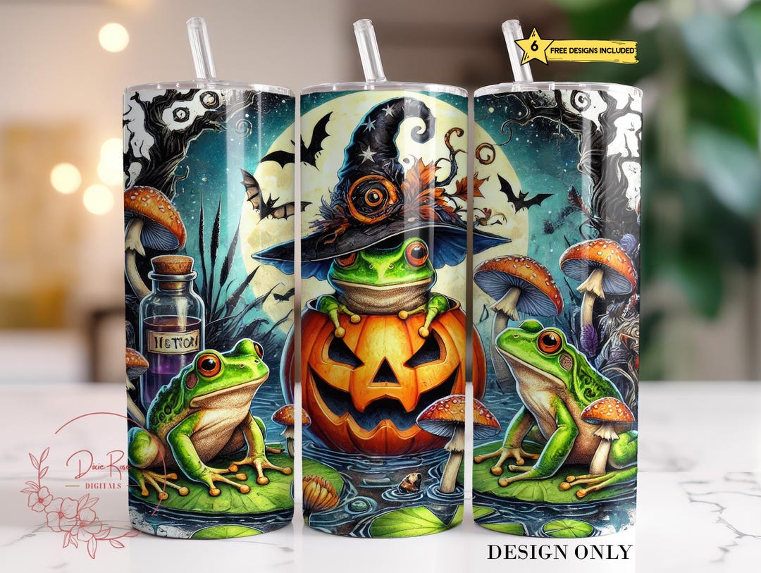 Halloween Frogs Wrap, Magical Fantasy Frogs 20 Oz Skinny Sublimation ...