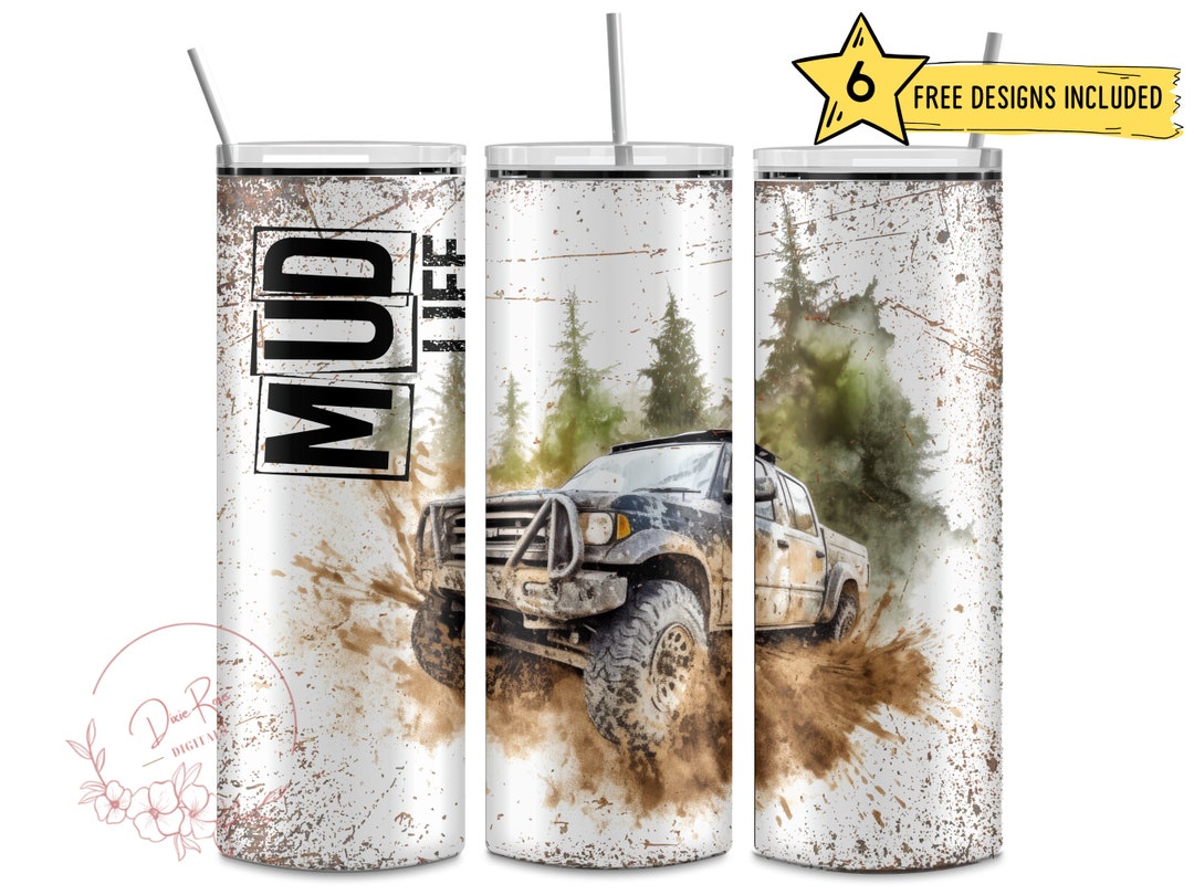 Mud Truck 20 Oz Tumbler Wrap: off Road 4x4 Design (PNG Digital Download ...