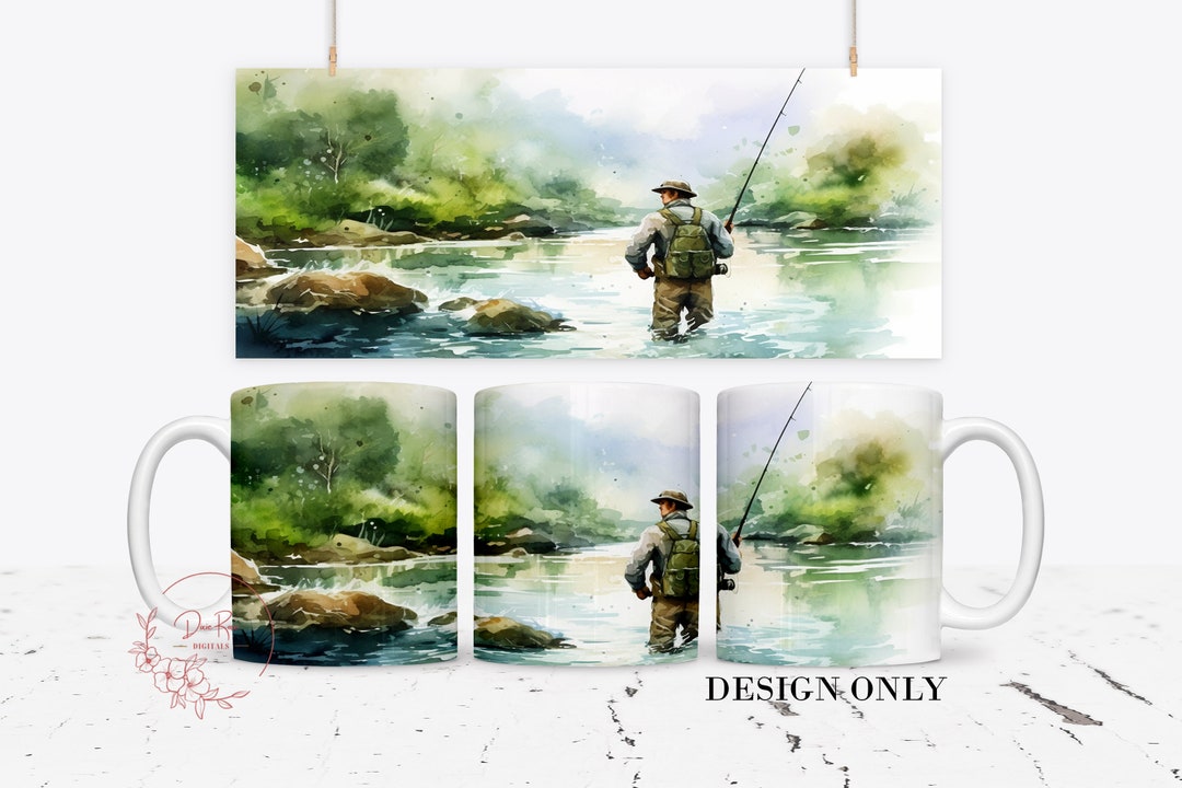 Fly Fishing Mug Wrap, Fisherman Sublimation Mug Designs, Men's Fishing ...