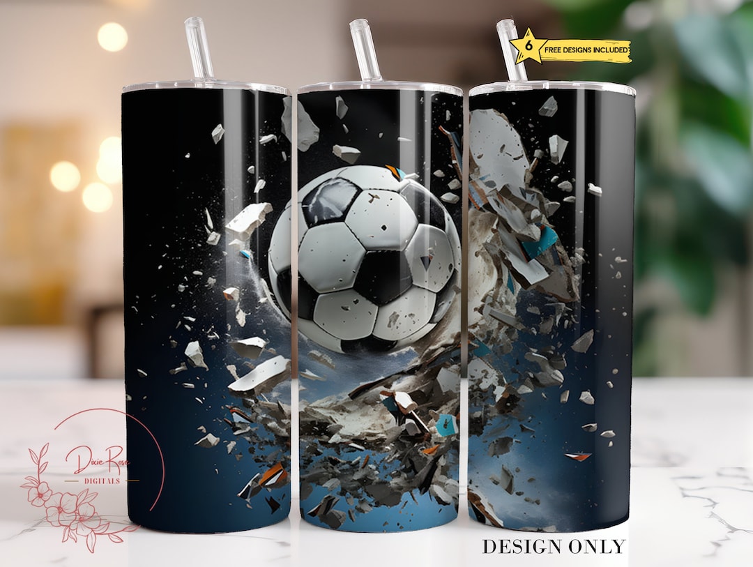 3D Soccer Ball Tumbler Wrap 20 Oz Skinny for Sublimation, Sports Blue ...