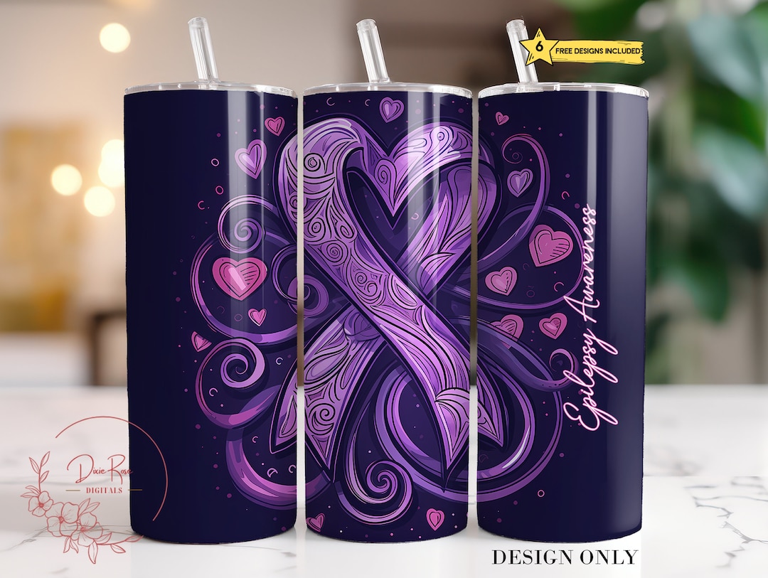 Epilepsy Awareness Tumbler Wrap PNG, 20 Oz Skinny Sublimation Tumbler ...