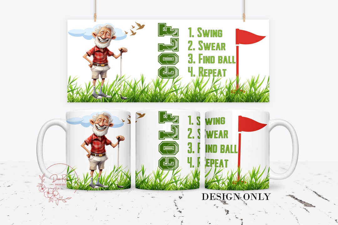 Golf Mug Wrap, Full Mug Wrap Golf Sublimation Mug Designs, Golfing ...