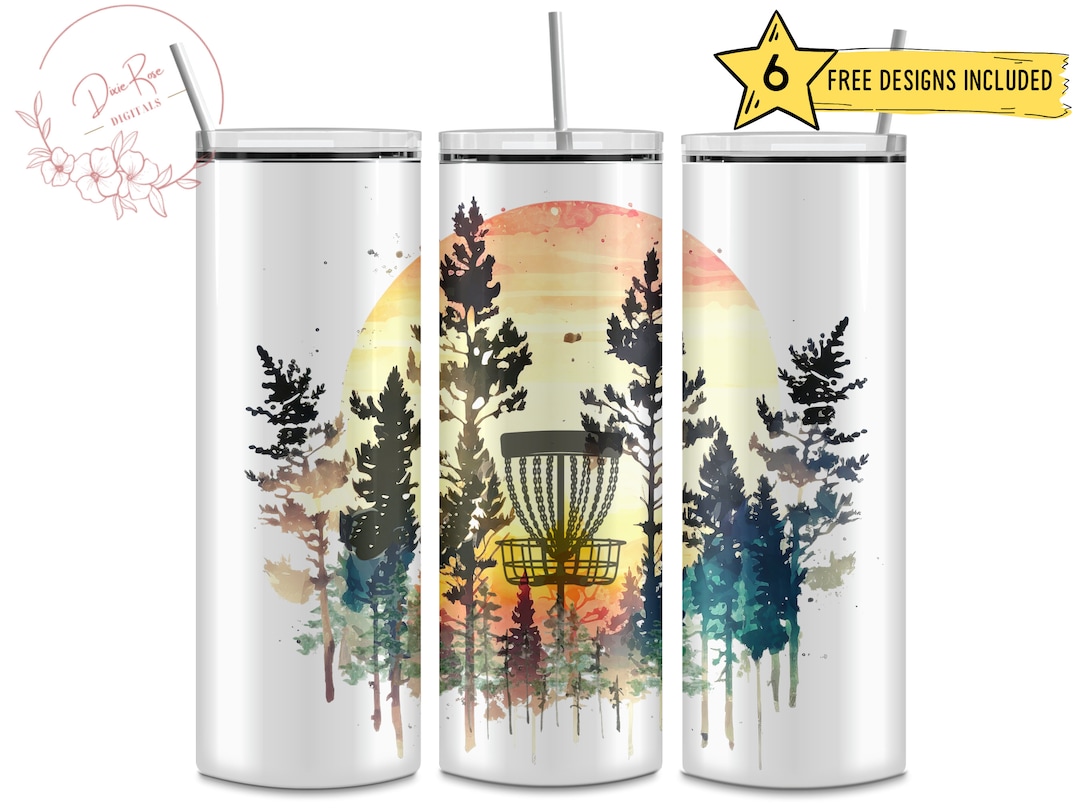 Disc Golf 20 Oz Skinny Sublimation Tumbler Wrap Digital Design PNG File ...