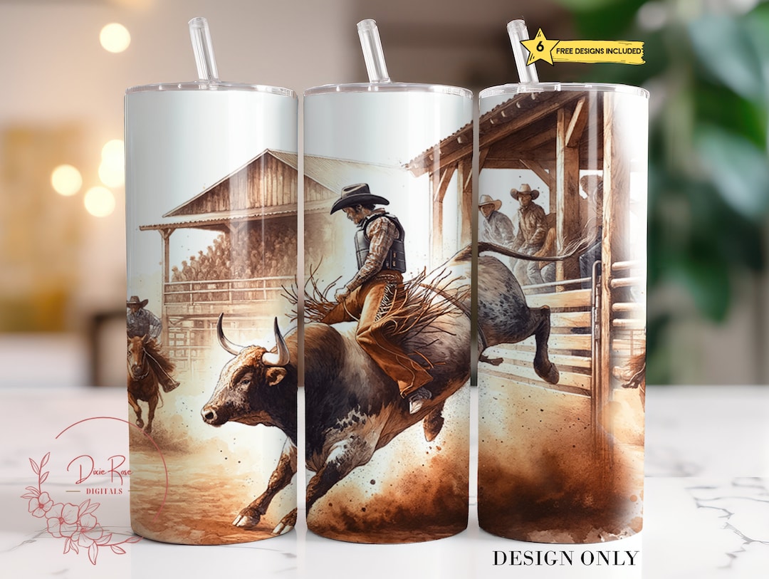 Bull Riding Tumbler Wrap PNG: Rodeo Cowboy Design (digital Download) - Etsy