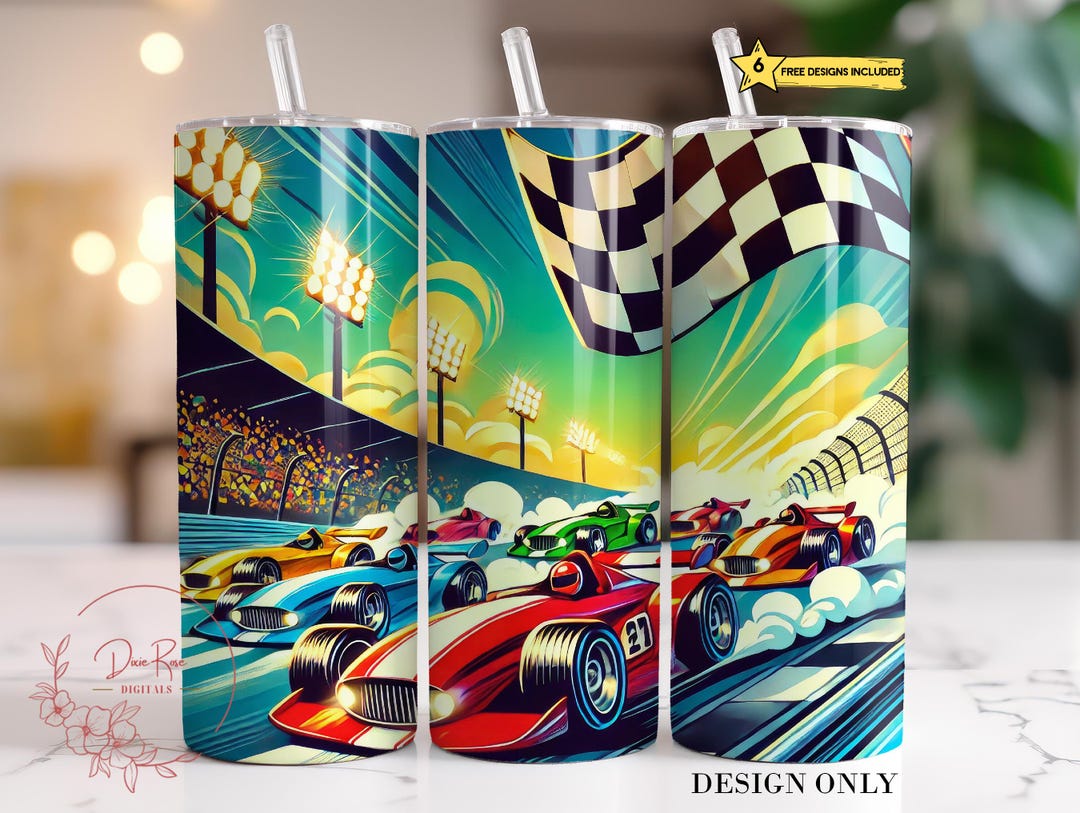 Race Car Tumbler Wrap PNG: 20 Oz Skinny Sublimation Sublimation Design ...