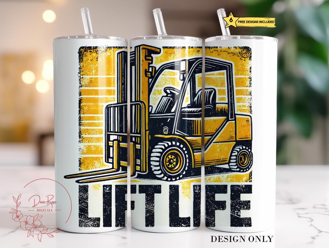 Forklift Tumbler Wrap, Lift Life Construction 20 Oz Skinny Sublimation ...