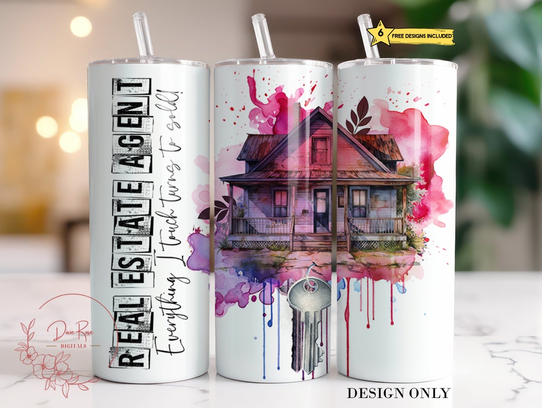 Real Estate Agent Tumbler Wrap: 20 Oz Skinny Sublimation Design (PNG ...