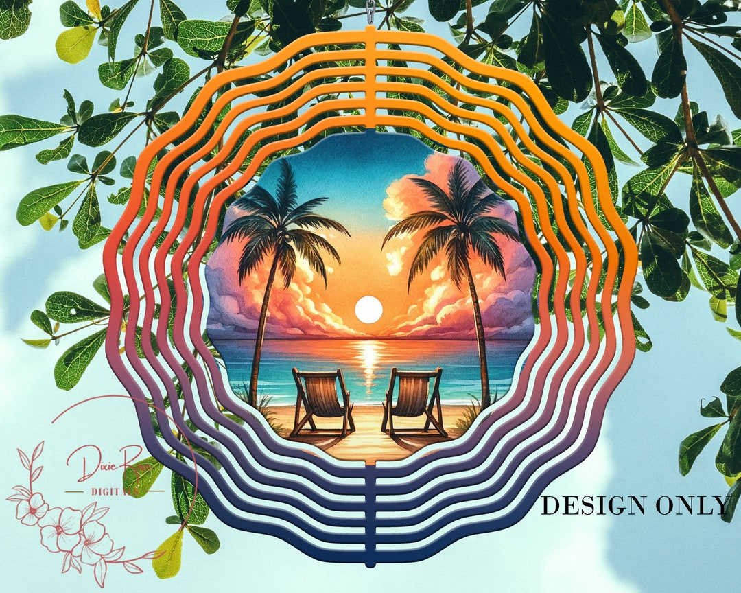 Beach Wind Spinner PNG, Summer Wind Spinner Sublimation Designs, Sunset ...