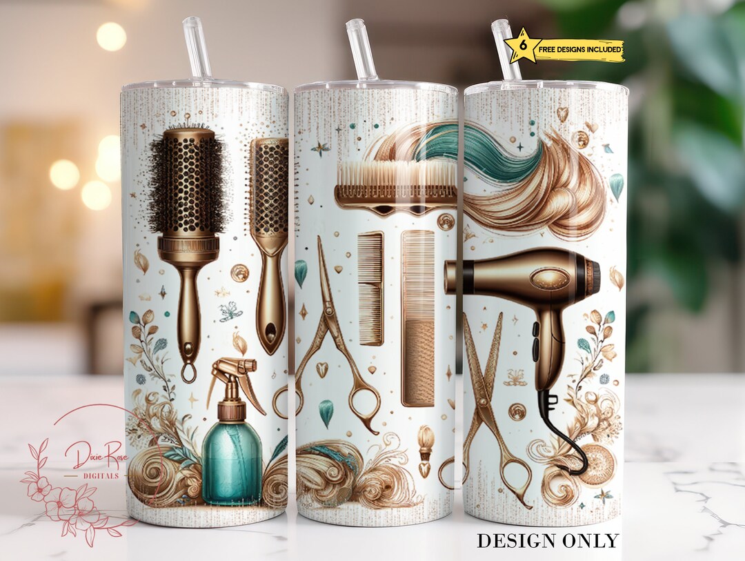Hairstylist Tumbler Wrap PNG: Salon Tools Sublimation Design (digital ...